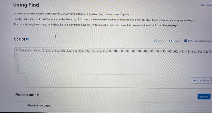 Solved Using Find My Solut An array is provided which lists | Chegg.com
