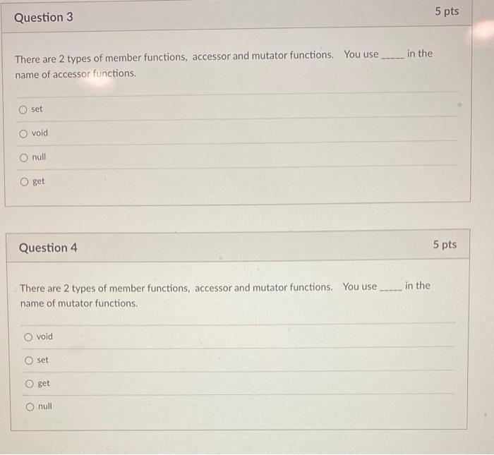 Solved 5 pts Question 3 in the There are 2 types of member | Chegg.com