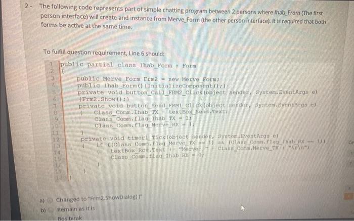 The following code represents part of simple chatting | Chegg.com