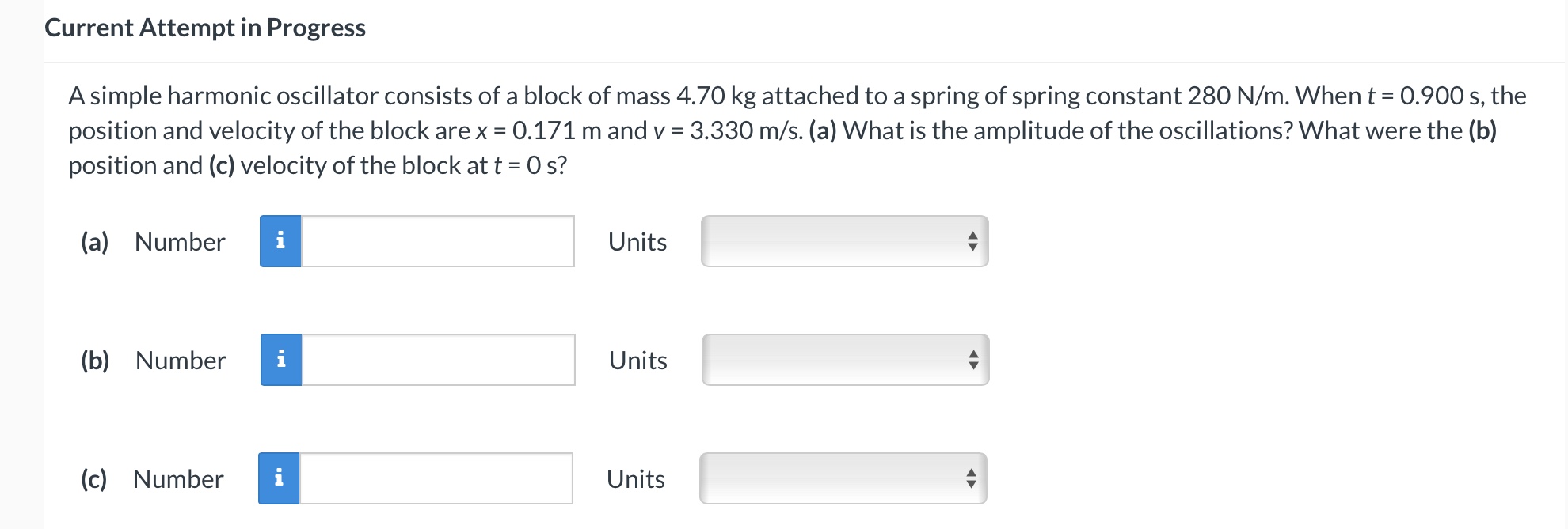 Solved Current Attempt in ProgressA simple harmonic | Chegg.com
