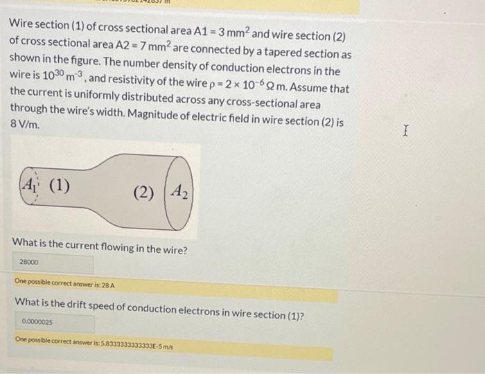 Solved Wire section (1) of cross sectional area A1 =3 mm2 | Chegg.com