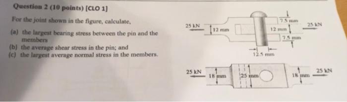 Solved For the joint shown in the figure, calculate, (a) the | Chegg.com