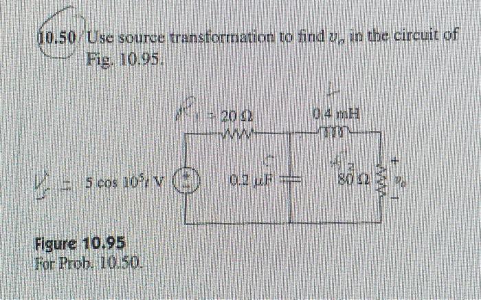 Solved 10.50 Use source transformation to find vn in the | Chegg.com