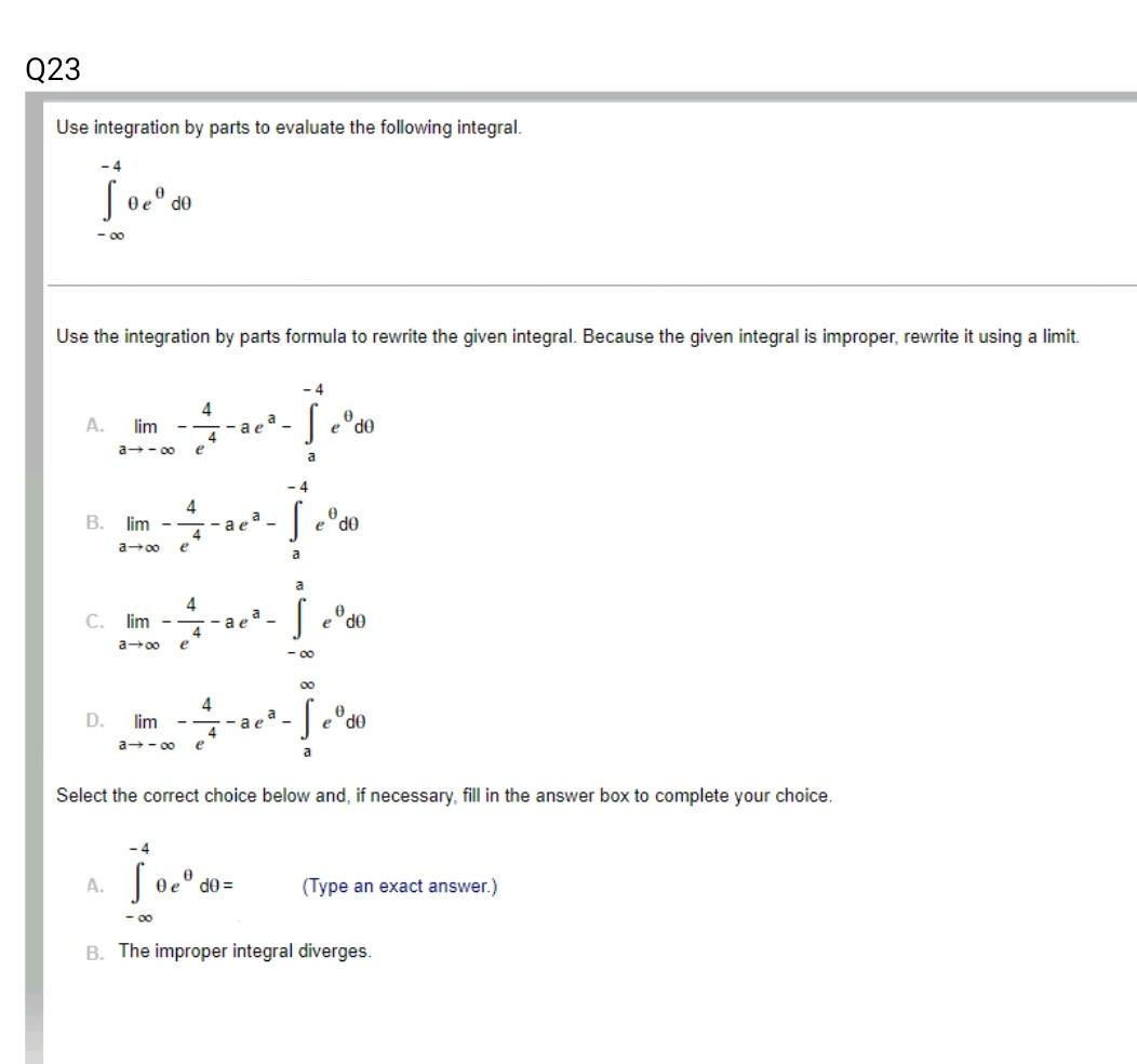 Solved Use integration by parts to evaluate the following | Chegg.com