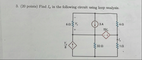 Solved ( 20 ﻿points) ﻿Find Ix ﻿in the following circuit | Chegg.com