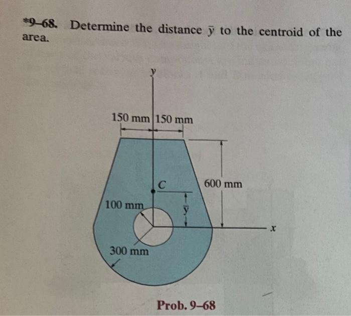 Solved *9-68. Determine the distance y to the centroid of | Chegg.com
