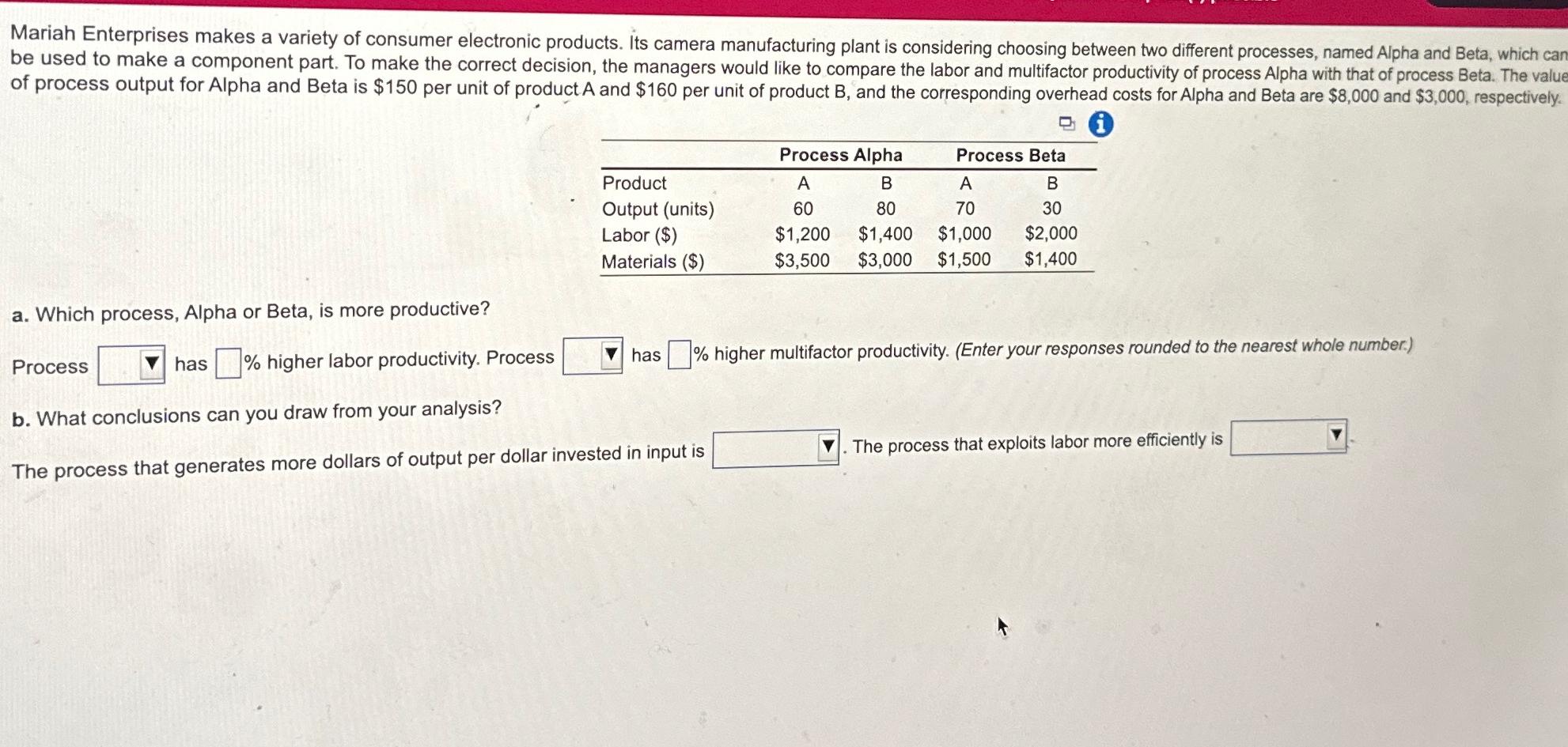 Solved Mariah Enterprises makes a variety of consumer | Chegg.com