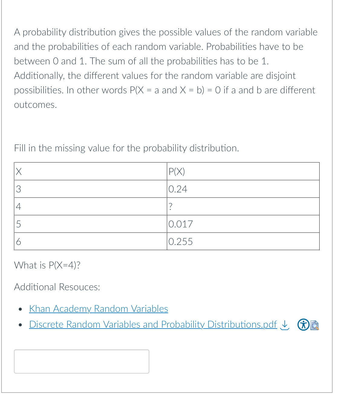 Solved A probability distribution gives the possible values | Chegg.com