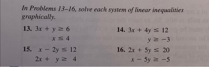 Solved In Problems 13-16, solve each system of linear | Chegg.com