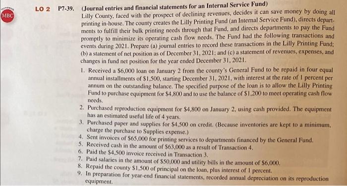 Solved -39. (Journal entries and financial statements for an | Chegg.com