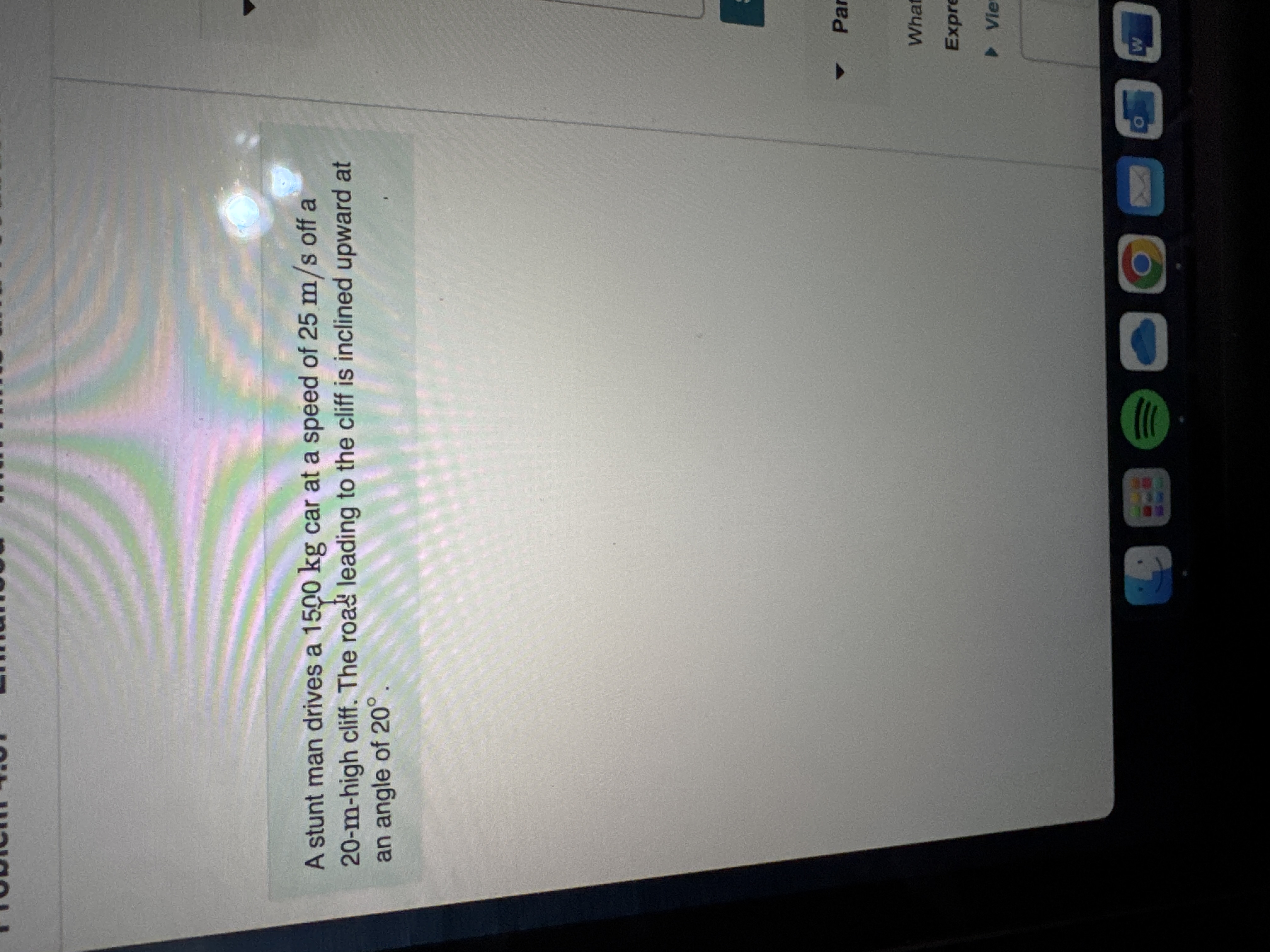 Solved A stunt man drives a 1500 kg ﻿car at ﻿a speed of 25ms | Chegg.com