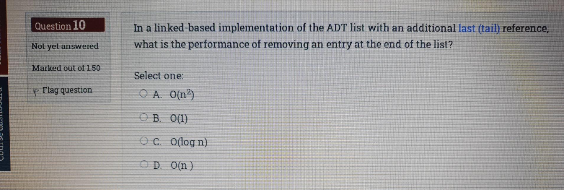 Solved Question 10 In A Linked Based Implementation Of The 