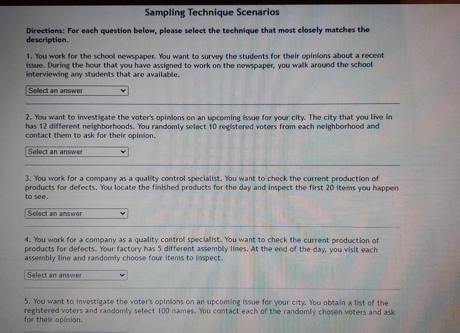 Solved Directions: For each question below, please select | Chegg.com
