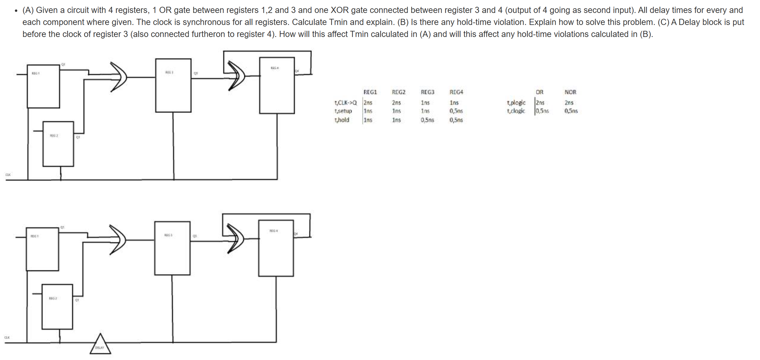 Solved - (A) ﻿Given a circuit with 4 ﻿registers, 1 ﻿OR gate | Chegg.com