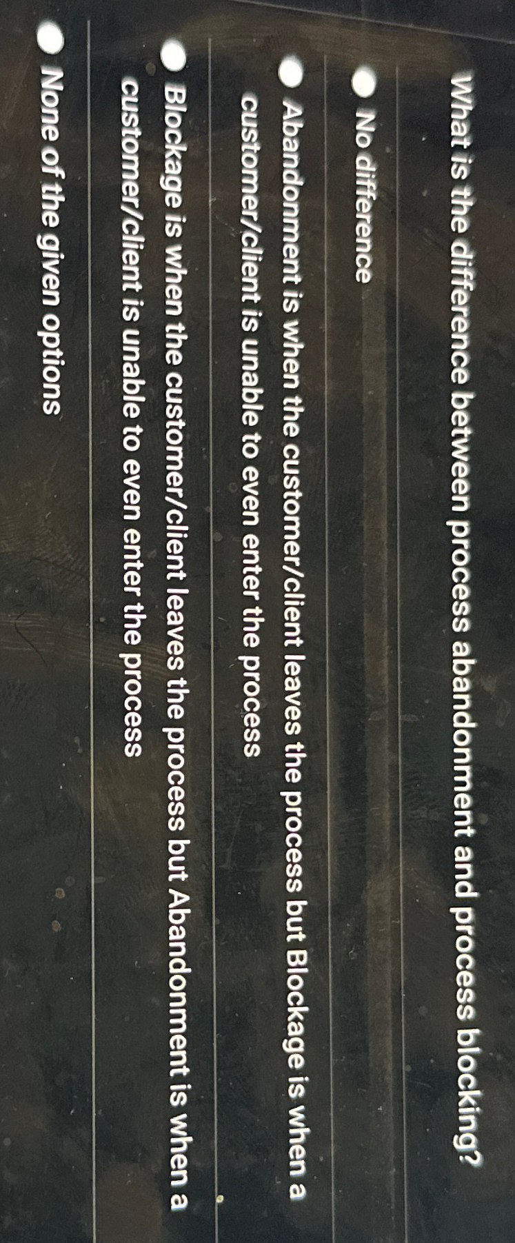 Solved What is the difference between process abandonment | Chegg.com