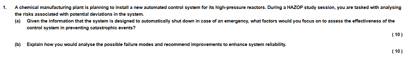 Solved A chemical manufacturing plant is planning to install | Chegg.com