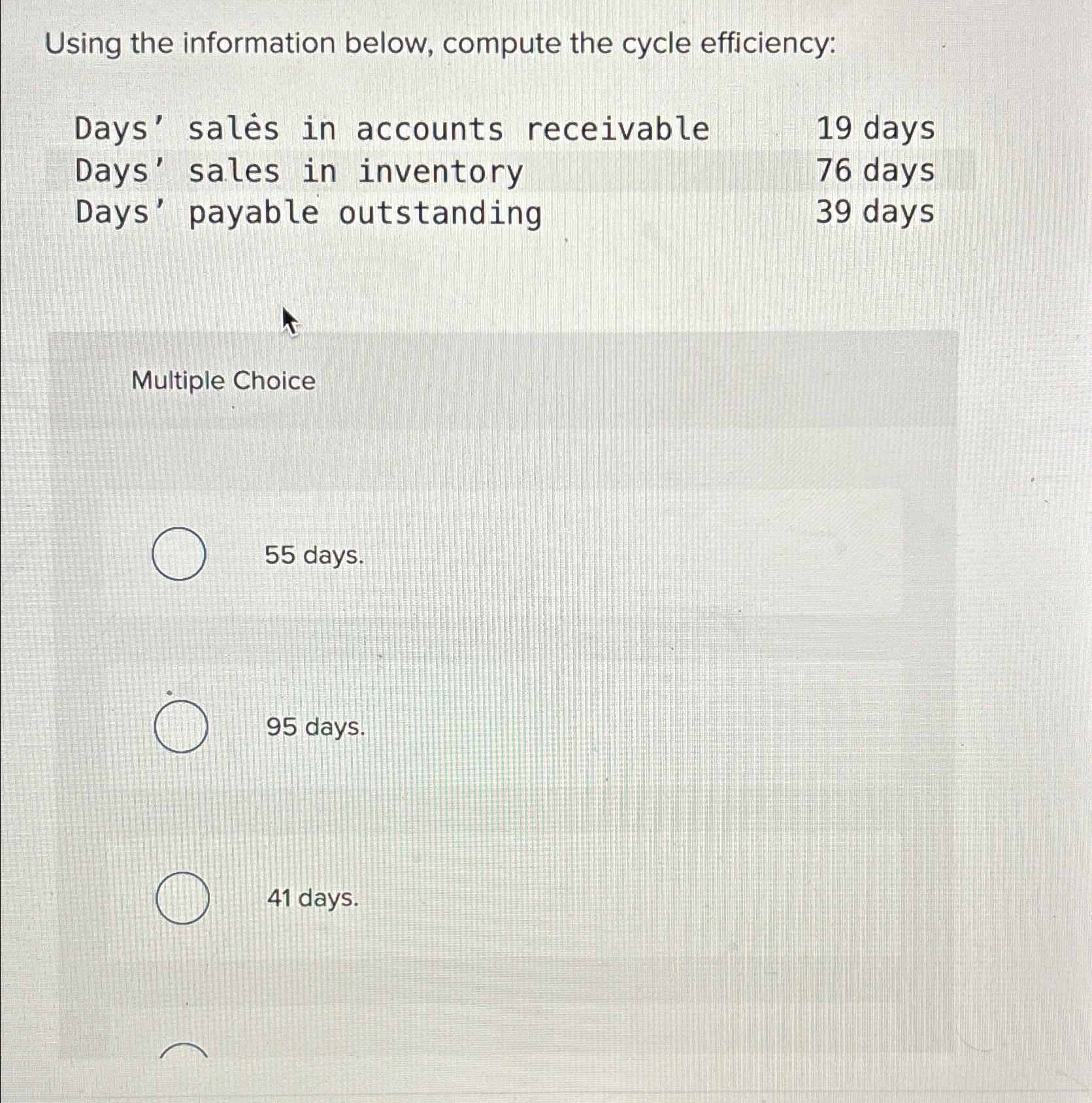 Solved Using the information below, compute the cycle | Chegg.com