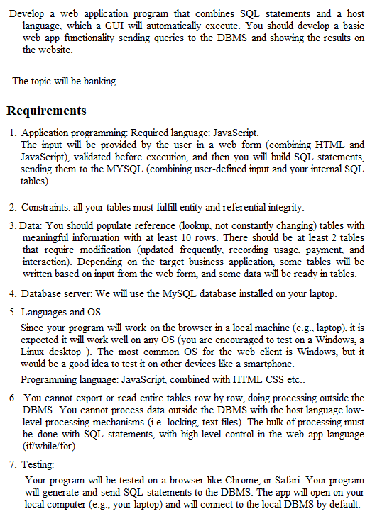 Solved Develop a web application program that combines SQL | Chegg.com