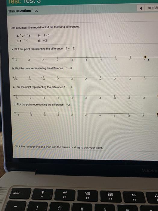 Solved 10 of 25 This Question: 1 pt Use a number-line model | Chegg.com