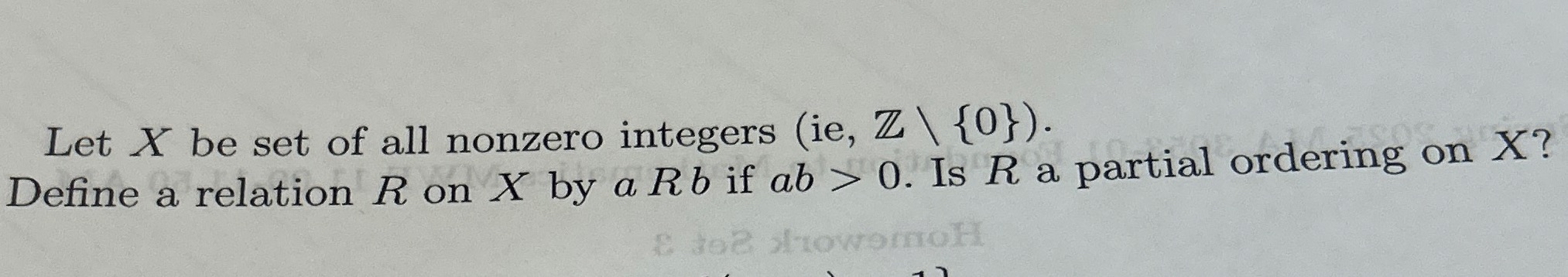 Solved Let x ﻿be set of all nonzero integers (ie, Z??{0} ). | Chegg.com