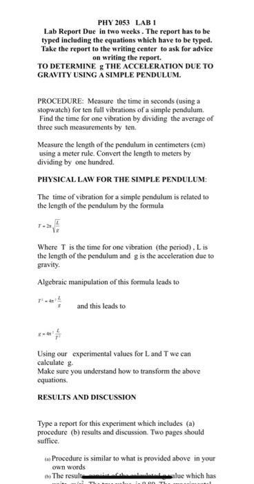 PROCEDURE: Measure the time in seconds (using a | Chegg.com