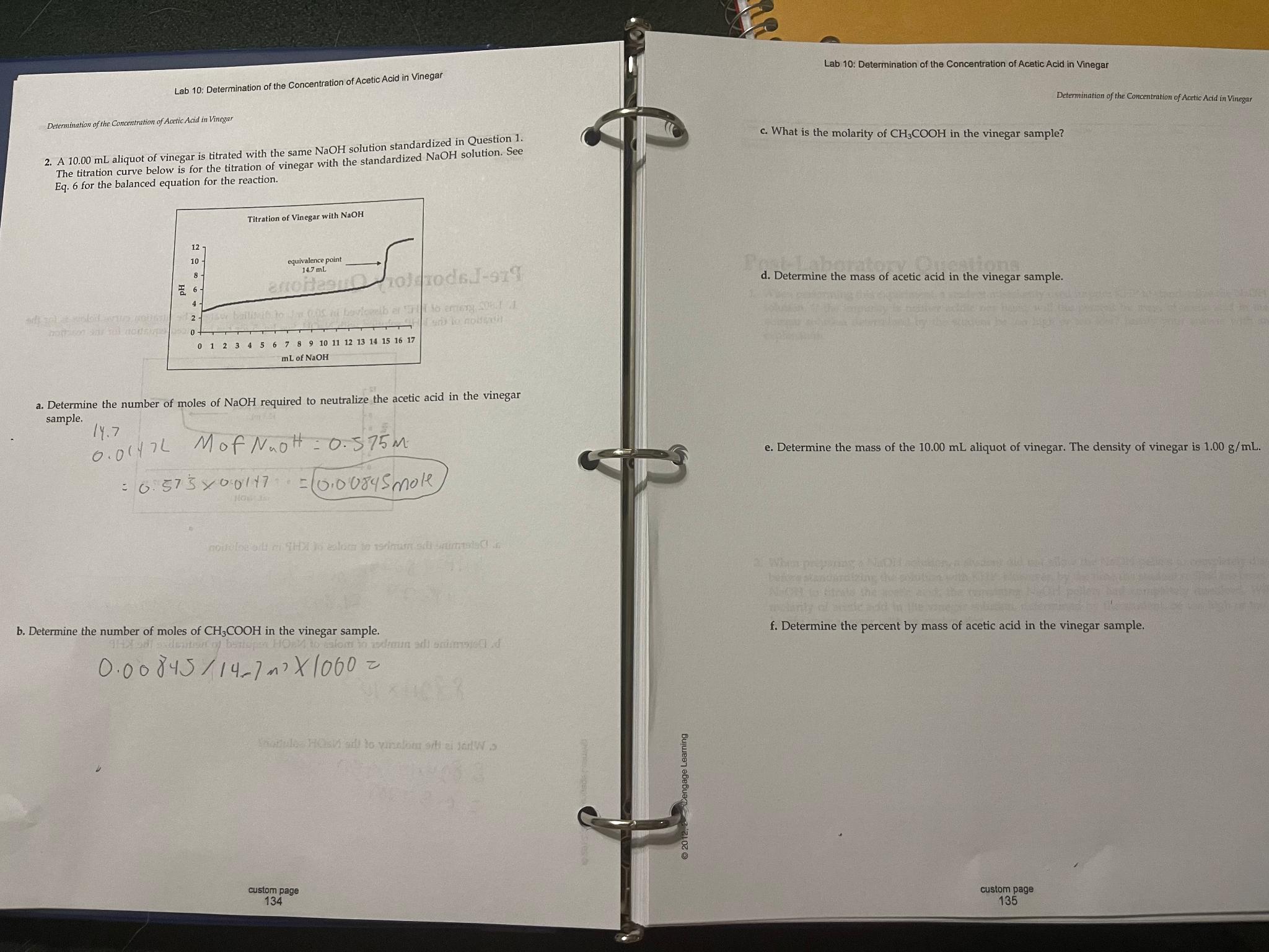 Solved Lab 10: Determination of the Concentration of Acetic | Chegg.com
