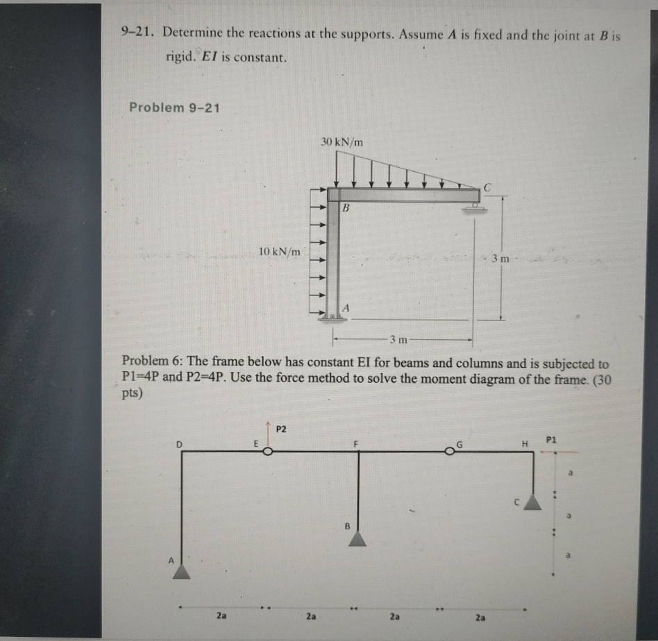 Solved 9-21. ﻿Determine the reactions at the supports. | Chegg.com