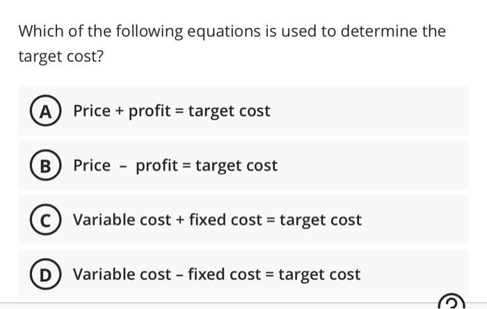 Solved Which of the following equations is used to determine | Chegg.com