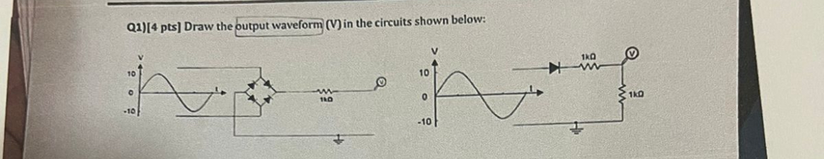 Solved Q1)[4 ﻿pts] ﻿Draw the output waveform (V) ﻿in the | Chegg.com