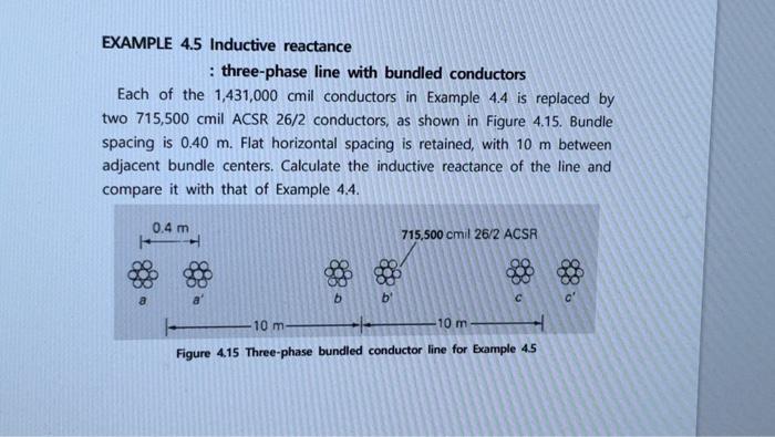 Solved EXAMPLE 4.5 Inductive reactance : three-phase line | Chegg.com