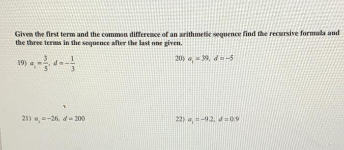 Solved Given the first term and the common difference of an | Chegg.com