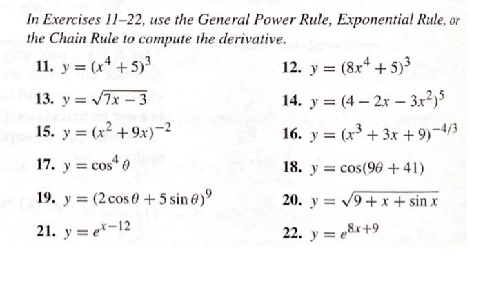 Solved In Exercises 11-22, use the General Power Rule, | Chegg.com