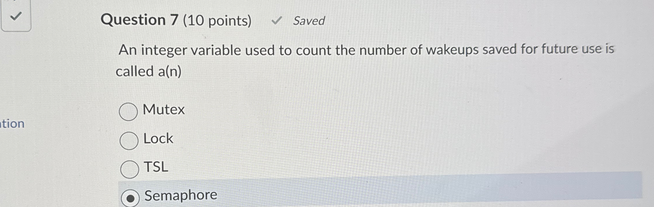 Solved Question 7 (10 ﻿points) ﻿SavedAn integer variable | Chegg.com