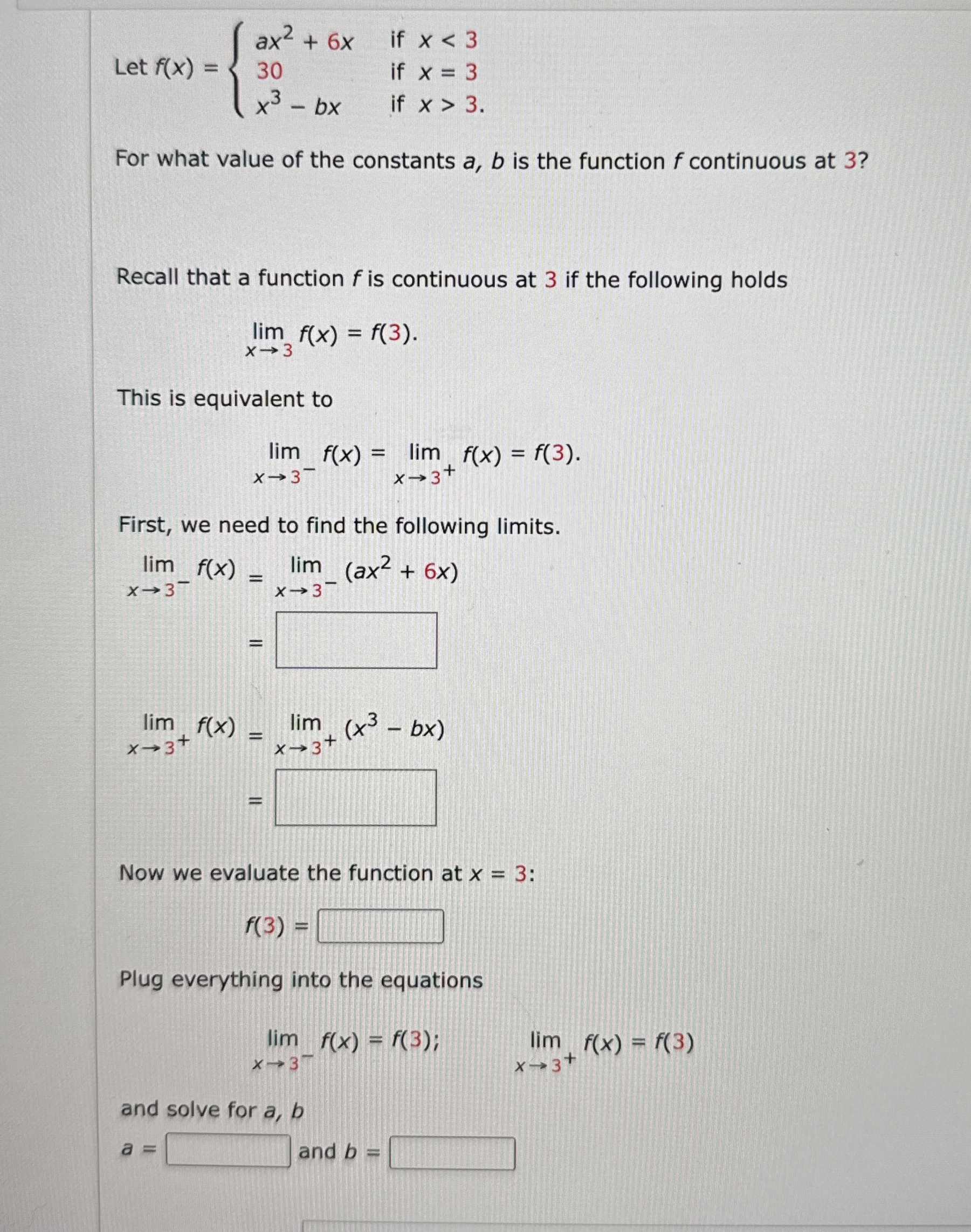 Solved Let f(x)={ax2+6x if x 3For what | Chegg.com