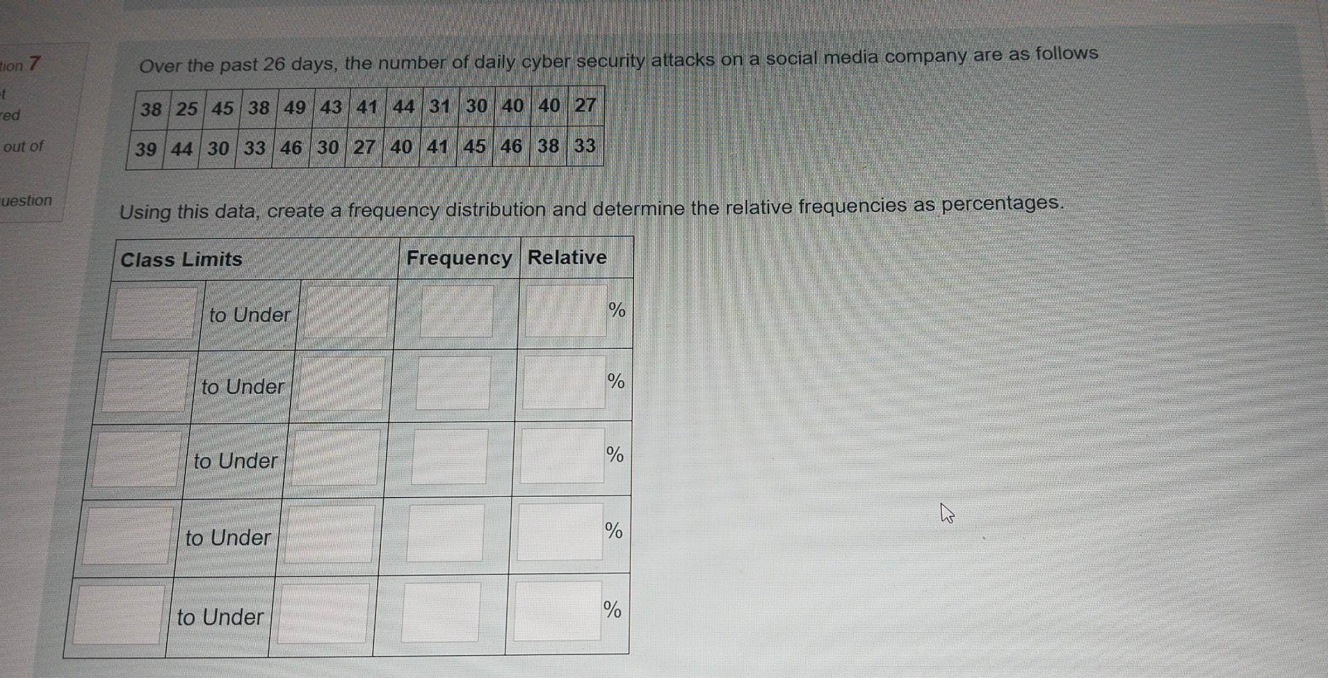 Solved Using this data, create a frequency distribution and | Chegg.com