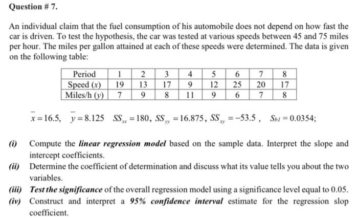 Solved Question # 7. An individual claim that the fuel | Chegg.com