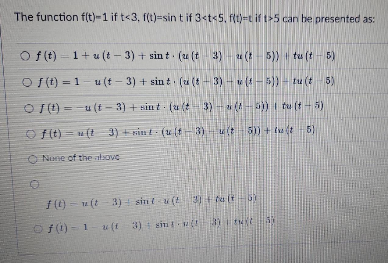 Solved The function f(t)=1 ift