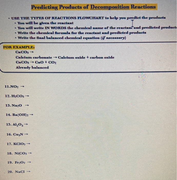 Solved • USE THE TYPES OF REACTIONS FLOWCHART to help you | Chegg.com