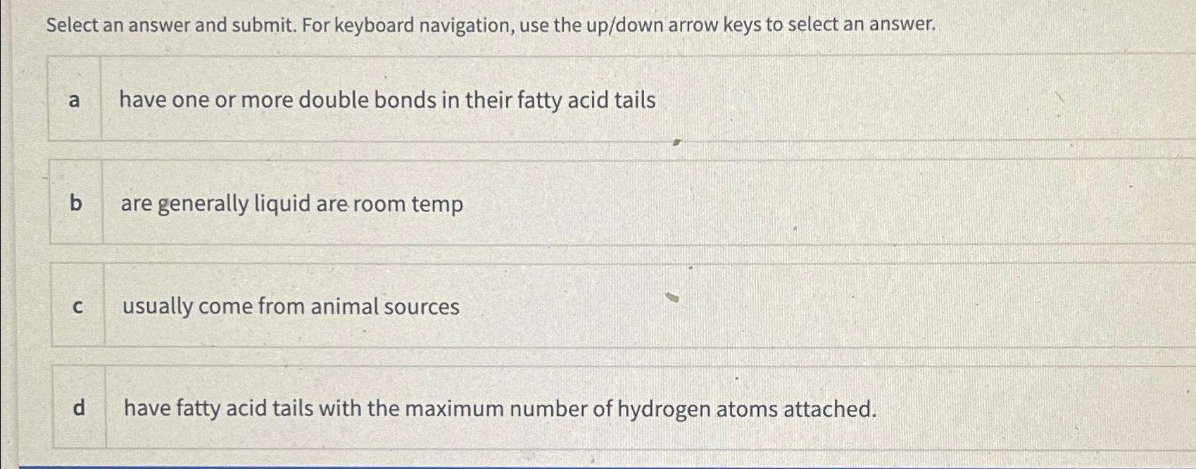 Solved Select an answer and submit. For keyboard navigation, | Chegg.com