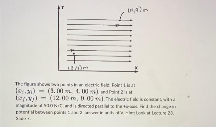 Solved The Figure Shows Two Points In An Electric Field