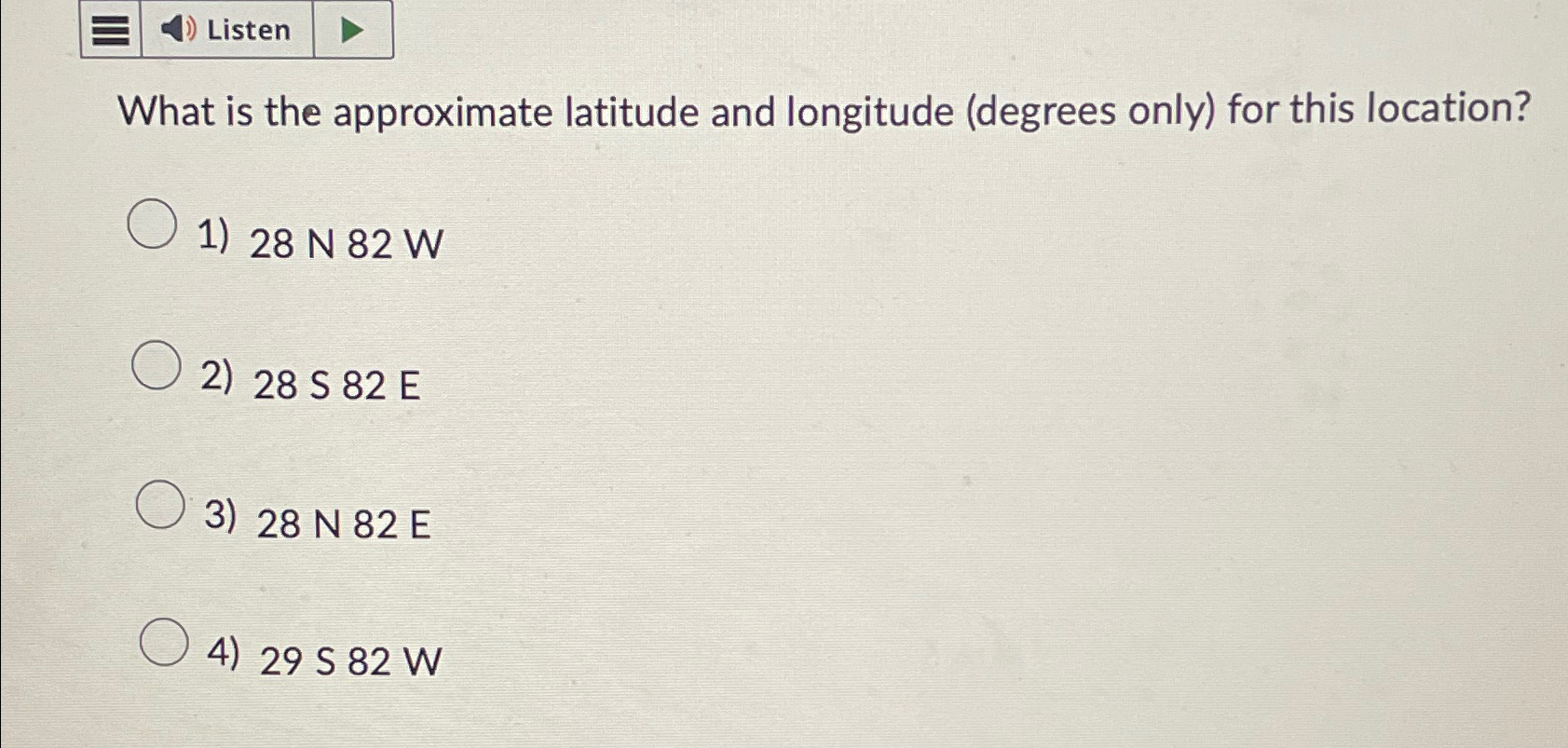 Solved ListenWhat is the approximate latitude and longitude | Chegg.com