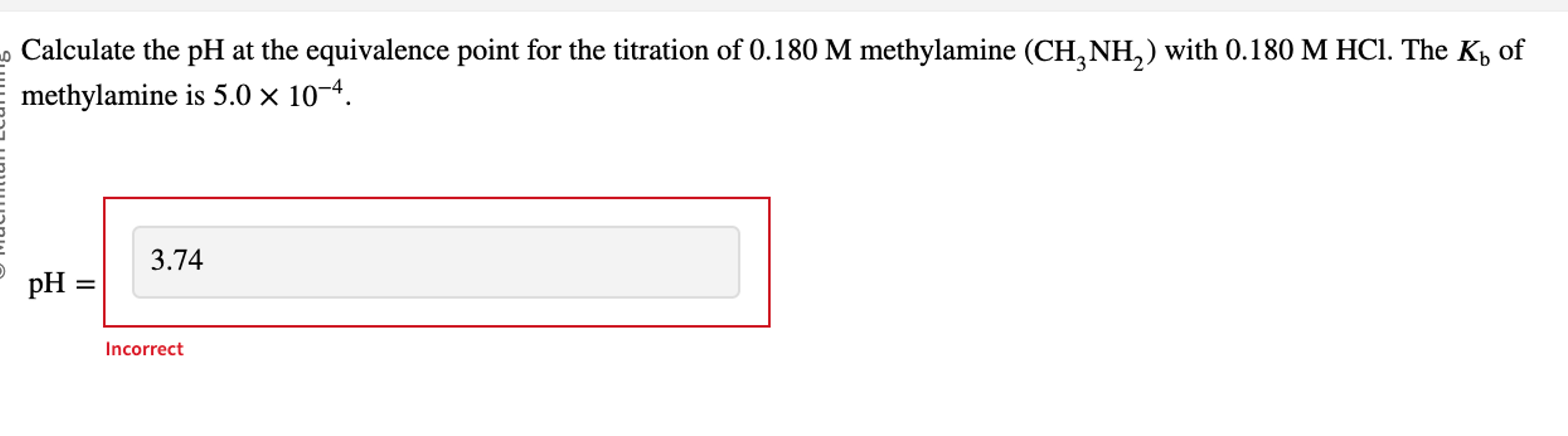 Solved Calculate the pH ﻿at the equivalence point for the | Chegg.com