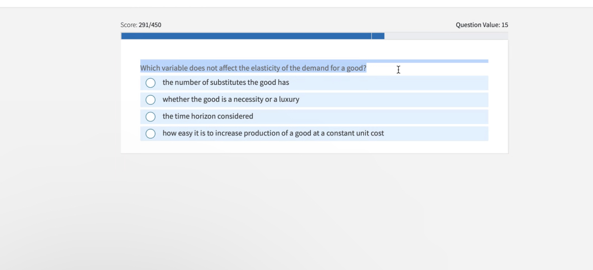 Solved Which variable does not affect the elasticity of the | Chegg.com