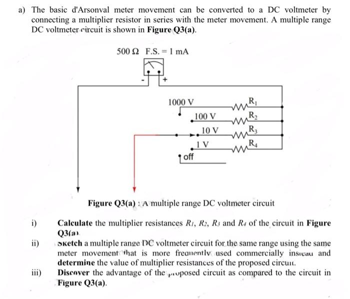 Solved a) The basic d'Arsonval meter movement can be | Chegg.com