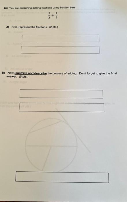 Solved 26) You are explaining adding fractions using | Chegg.com
