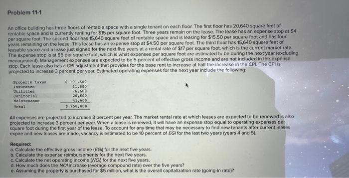 An office buliding has three floors of rentable space | Chegg.com