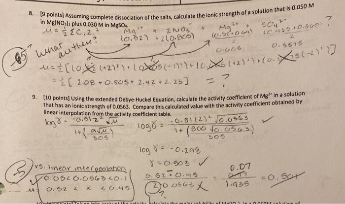 Solved 8. [9 points] Assuming complete dissociation of the | Chegg.com