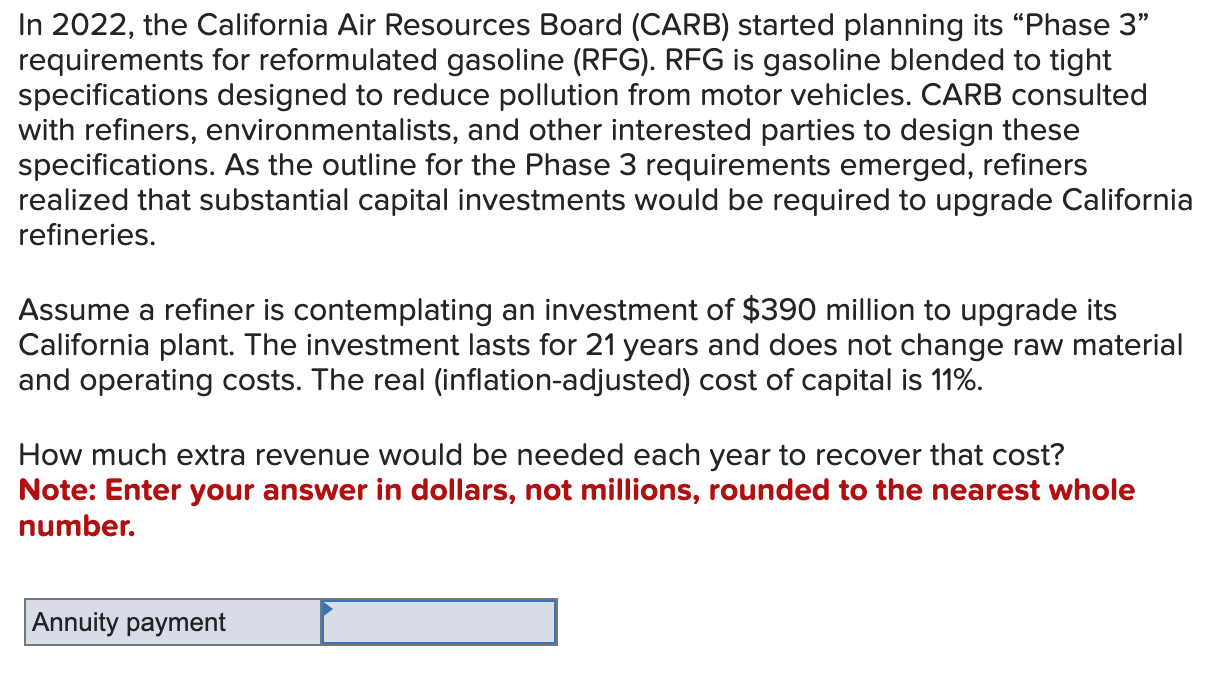 Solved In 2022, ﻿the California Air Resources Board (CARB) | Chegg.com