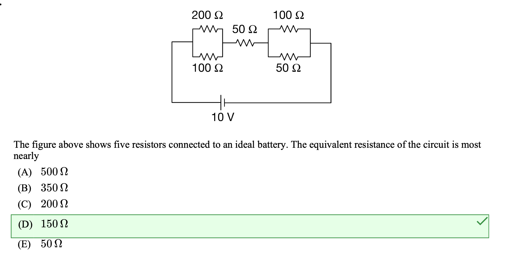 Solved The figure above shows five resistors connected to an | Chegg.com