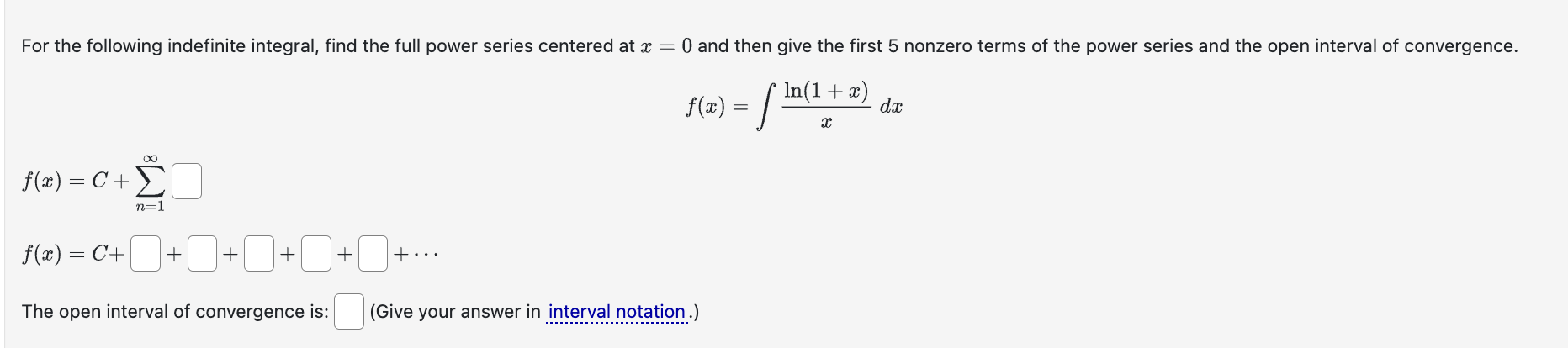 Solved For the following indefinite integral, find the full | Chegg.com